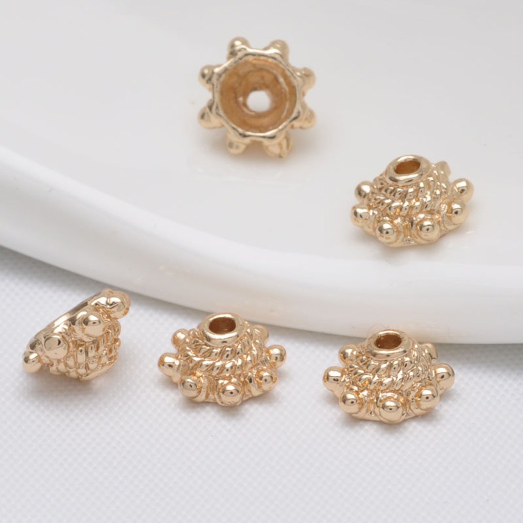20pcs+24k Real Gold Plated Bead Cap, Pearl Tray, Bracket, Divider Beads ...