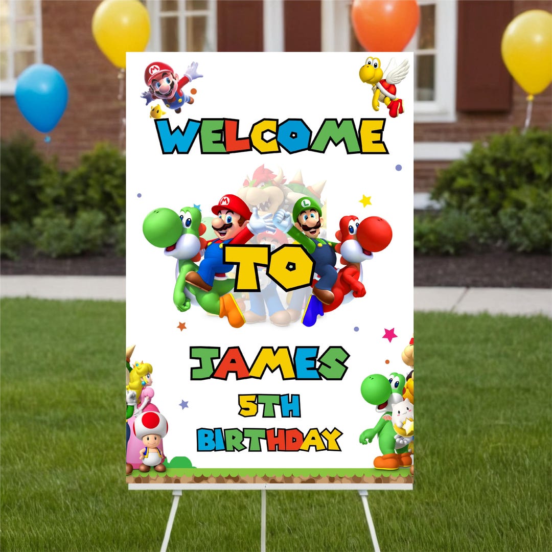 Mario Welcome Sign Birthday Sign Reception Editable Mario Bros Decor ...