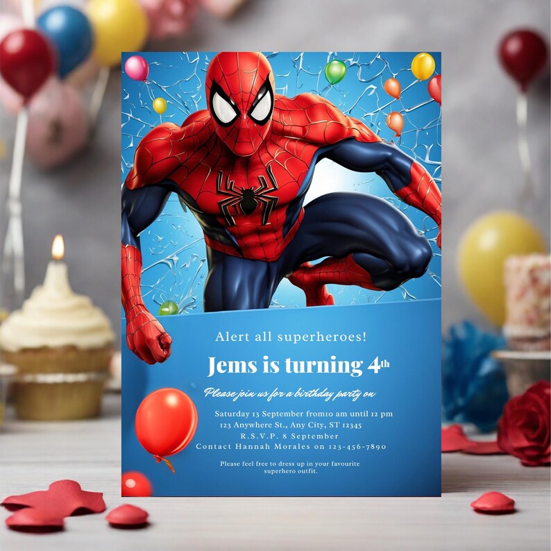 Spider Man Birthday Invitation Template Printable Editable Birthday ...