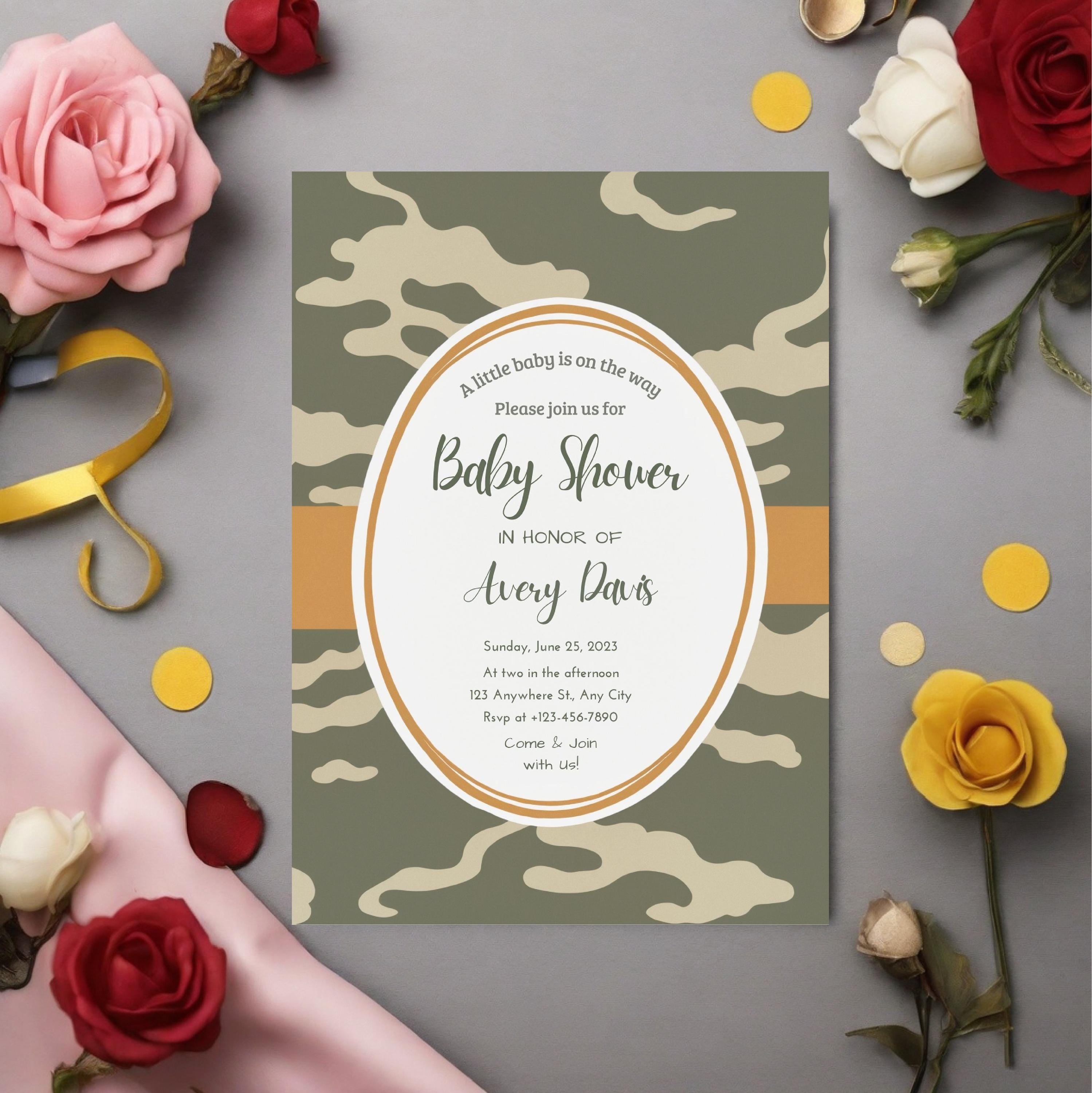 Editable Camo Baby Shower Invitation Camo Birthday Invite Military ...