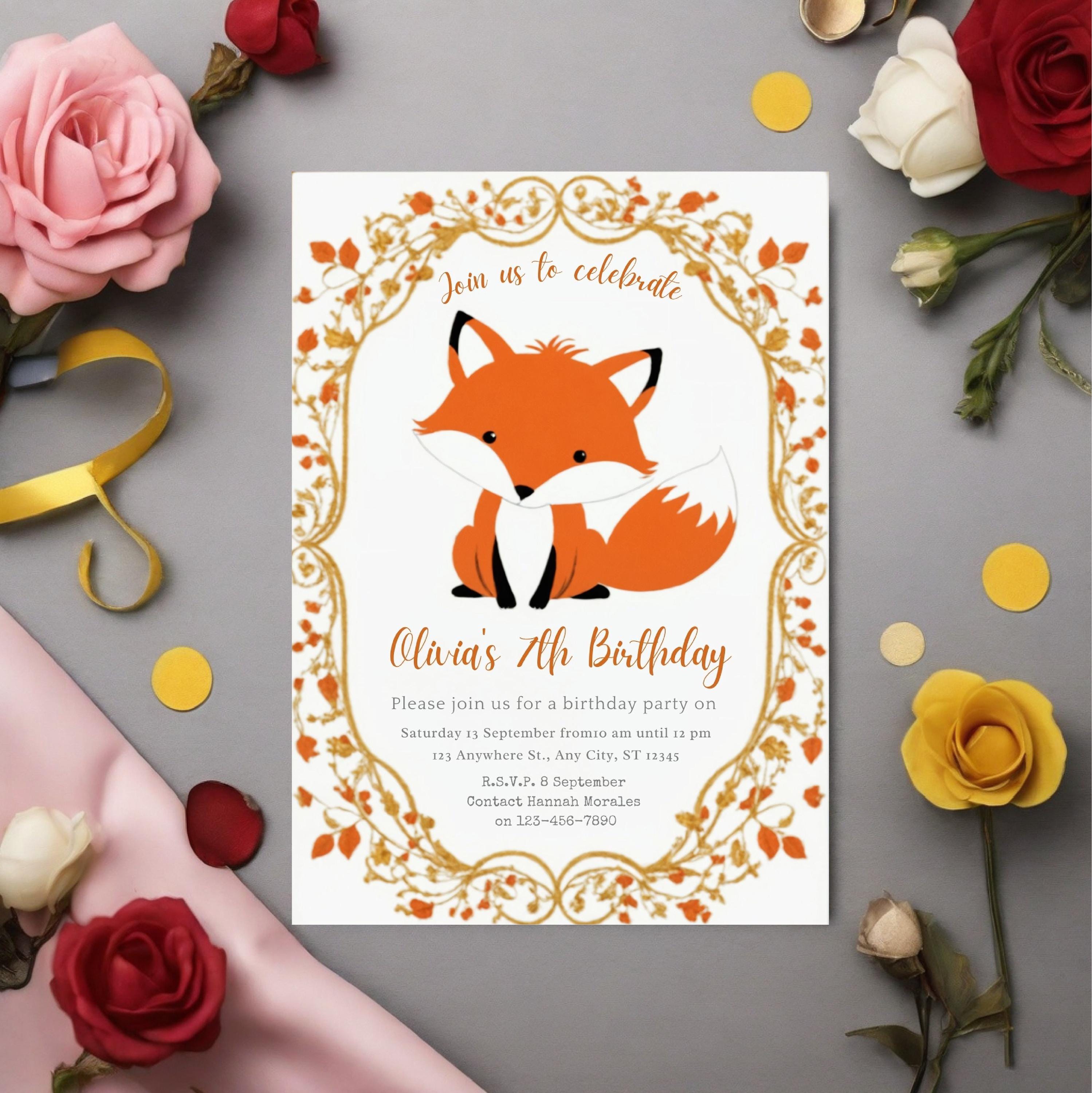 FOX INVITATION Fox Birthday Invitations FOX Party First Birthday ...