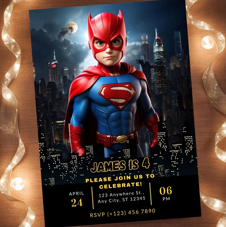 Editable Superhero Birthday Invitation Super Hero Invitation Birthday ...