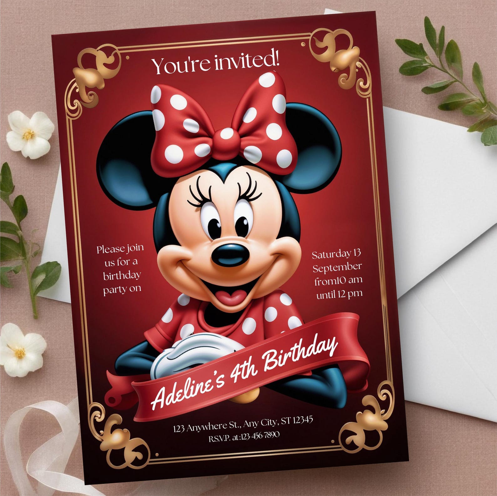 Minnie Mouse Birthday Invitation Minnie Mouse Birthday Invitation ...