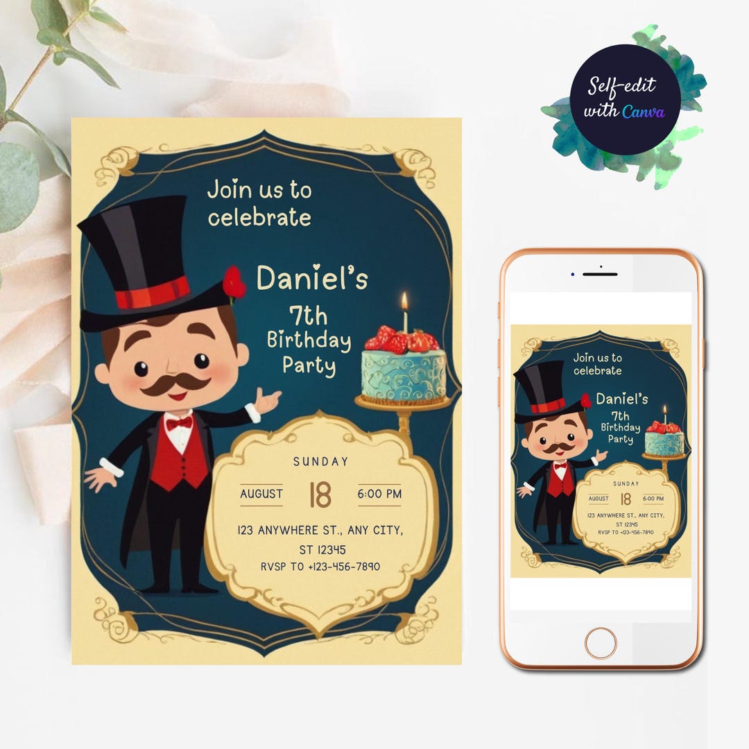 Magic Show Birthday Invitation EDITABLE Magician Birthday Invitation ...