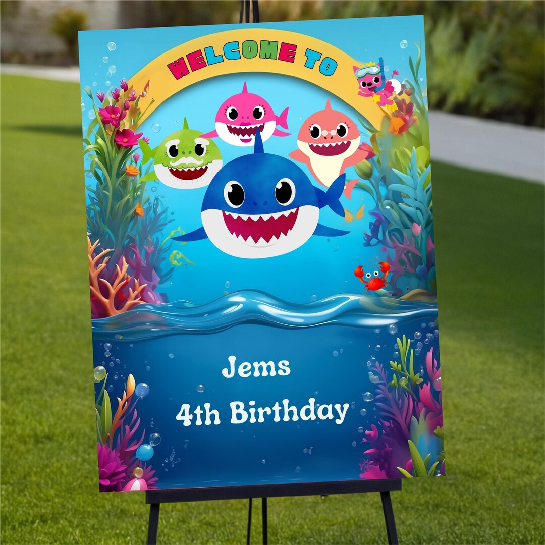 Baby Shark Welcome Sign Birthday Party Baby Shark Girl & Boy Welcome ...
