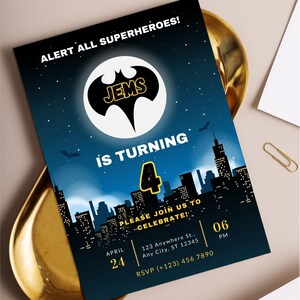 Editable Superhero Birthday Invitation Super Hero Invitation Bat ...