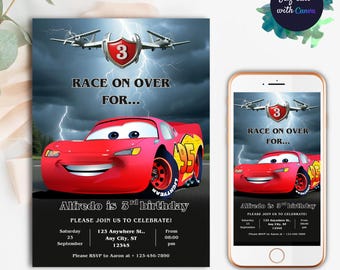 Cars Birthday Invitation Kids Birthday Mobile Invite Lightning Mcqueen ...