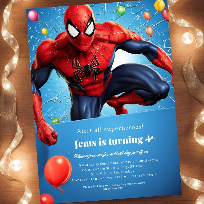 Spider Man Birthday Invitation Template Printable Editable Birthday ...