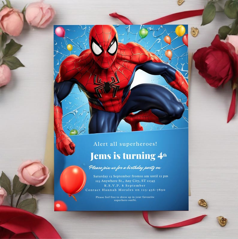 Spider Man Birthday Invitation Template Printable Editable Birthday ...
