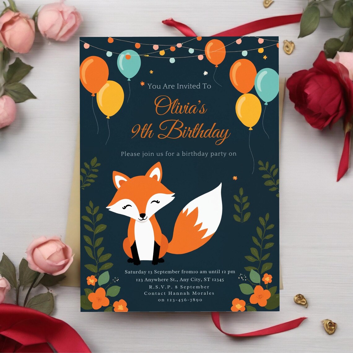FOX INVITATION Fox Birthday Invitations FOX Party First Birthday ...
