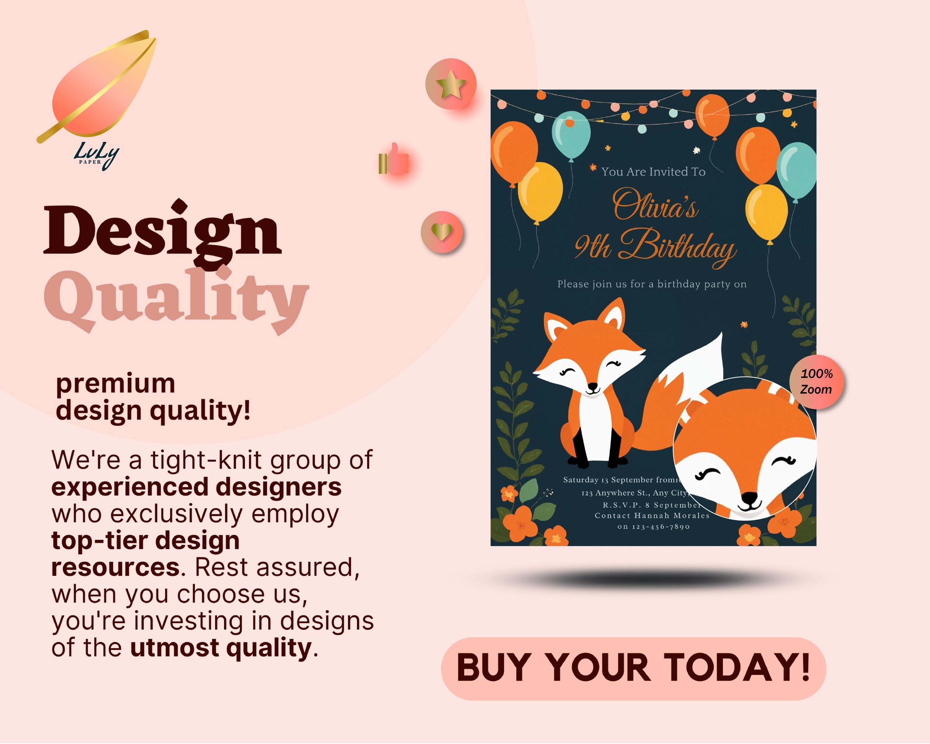 FOX INVITATION Fox Birthday Invitations FOX Party First Birthday ...