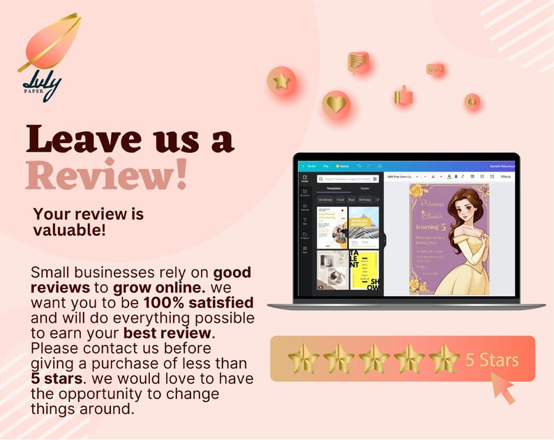 Princess Belle Birthday Invitation Template Editable Belle Invitation ...