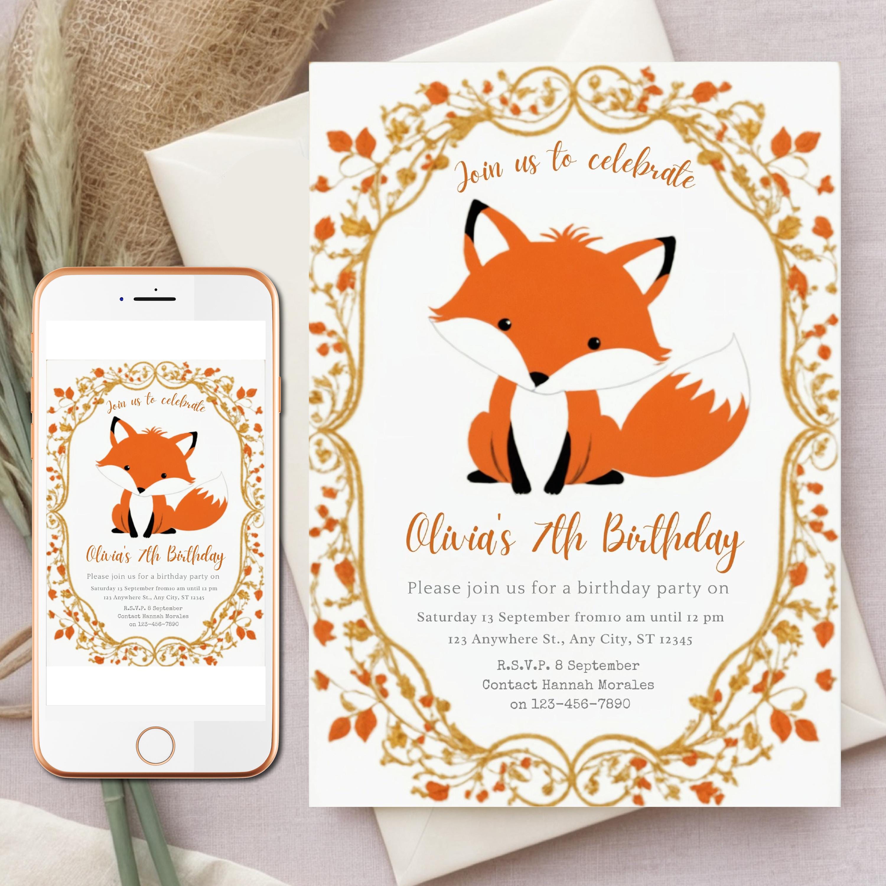 FOX INVITATION Fox Birthday Invitations FOX Party First Birthday ...