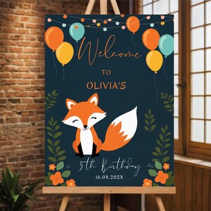 FOX Welcome Sign Fox Birthday Party Banner FOX Party Birthday Welcome ...