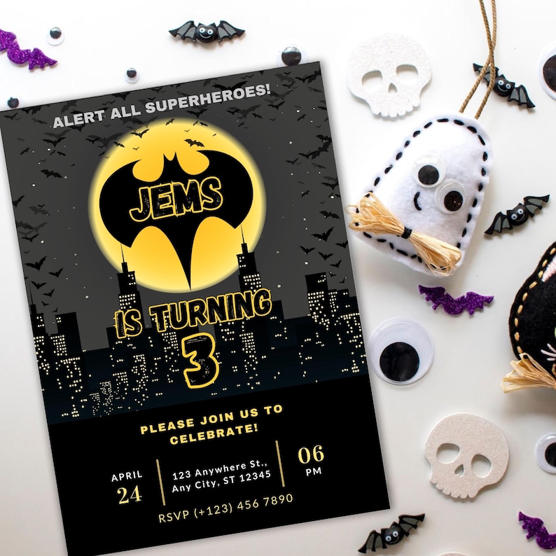 Superhero Birthday Invitation Template Super Hero Birthday Invite Bat ...