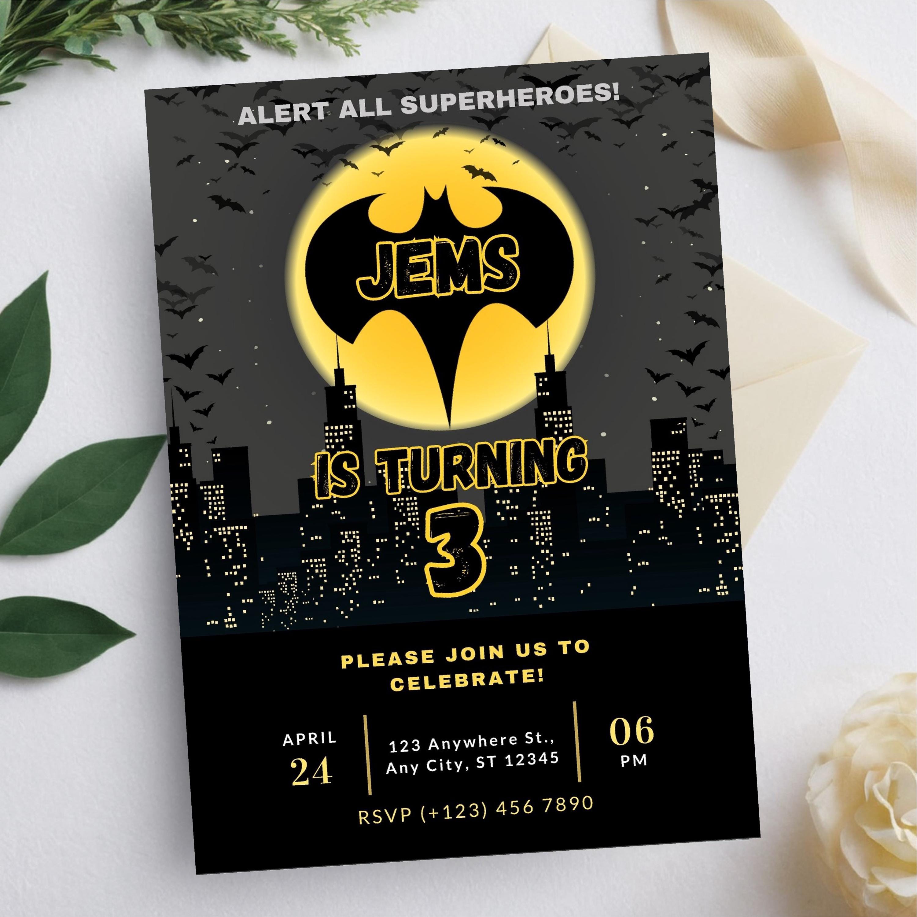 Superhero Birthday Invitation Template Super Hero Birthday Invite Bat ...