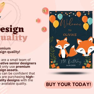 FOX Welcome Sign Fox Birthday Party Banner FOX Party Birthday Welcome ...