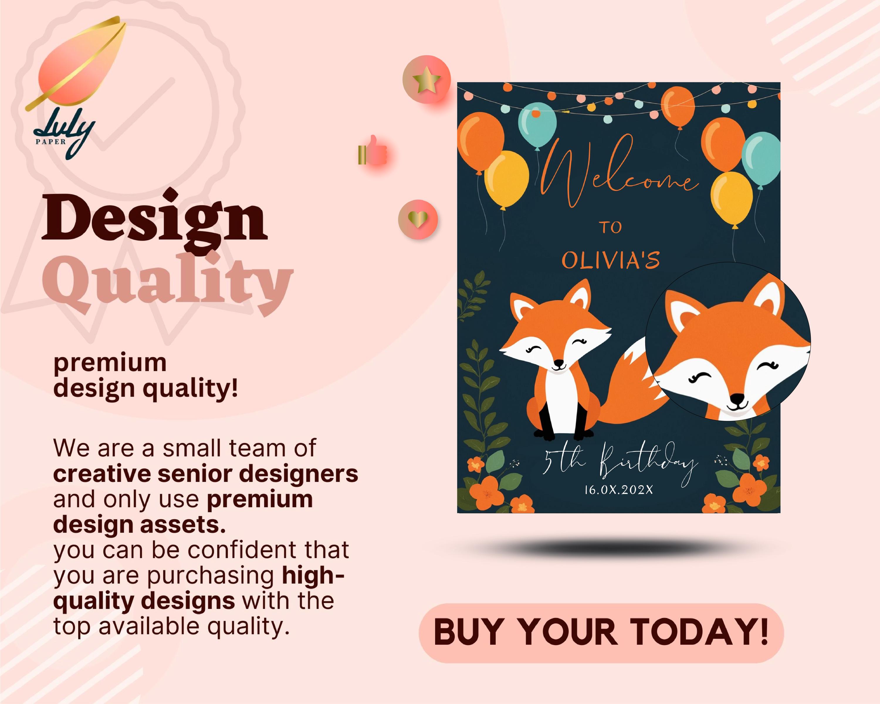 FOX Welcome Sign Fox Birthday Party Banner FOX Party Birthday Welcome ...