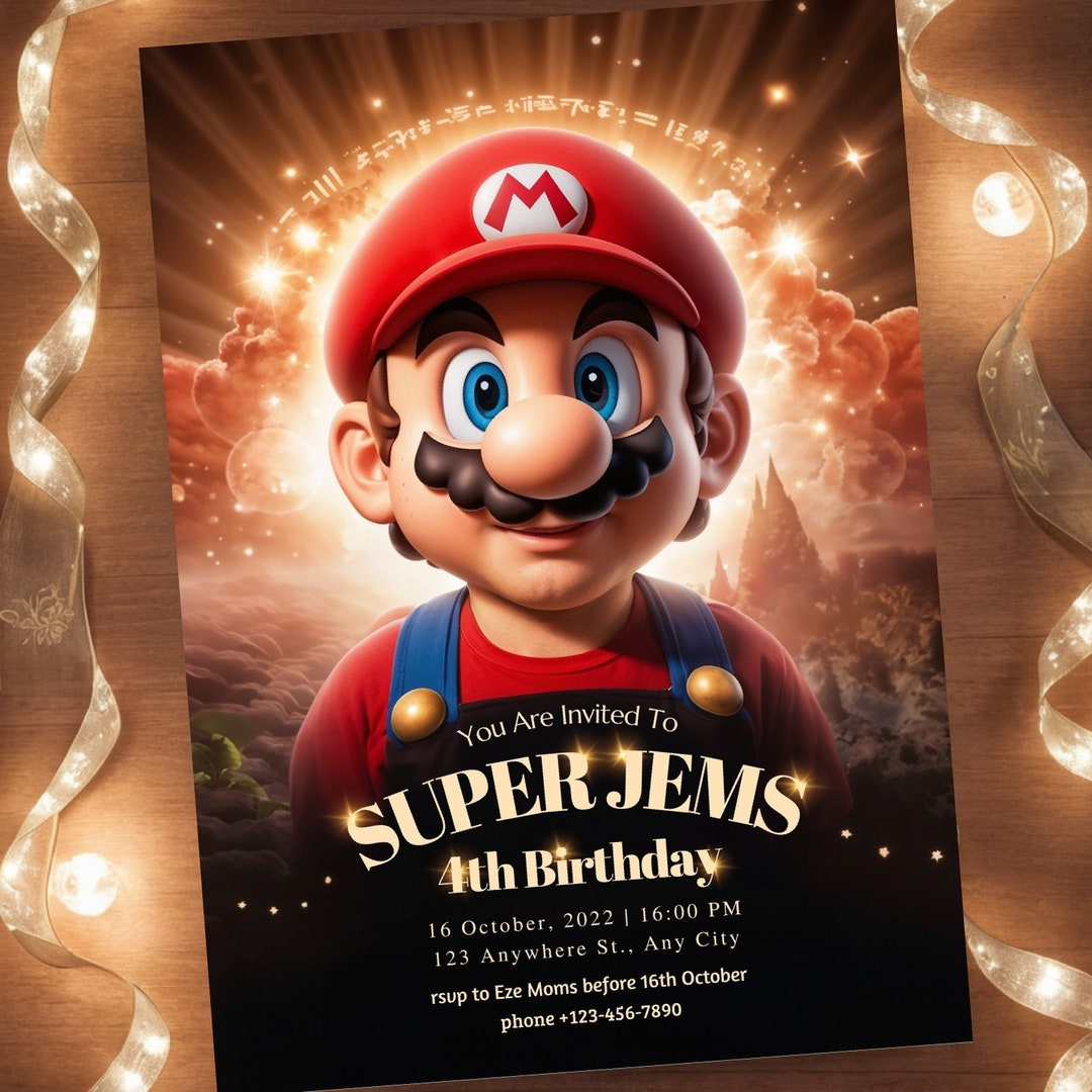 Super Mario Birthday Invitation Mario Bros Invitation Birthday Boy ...