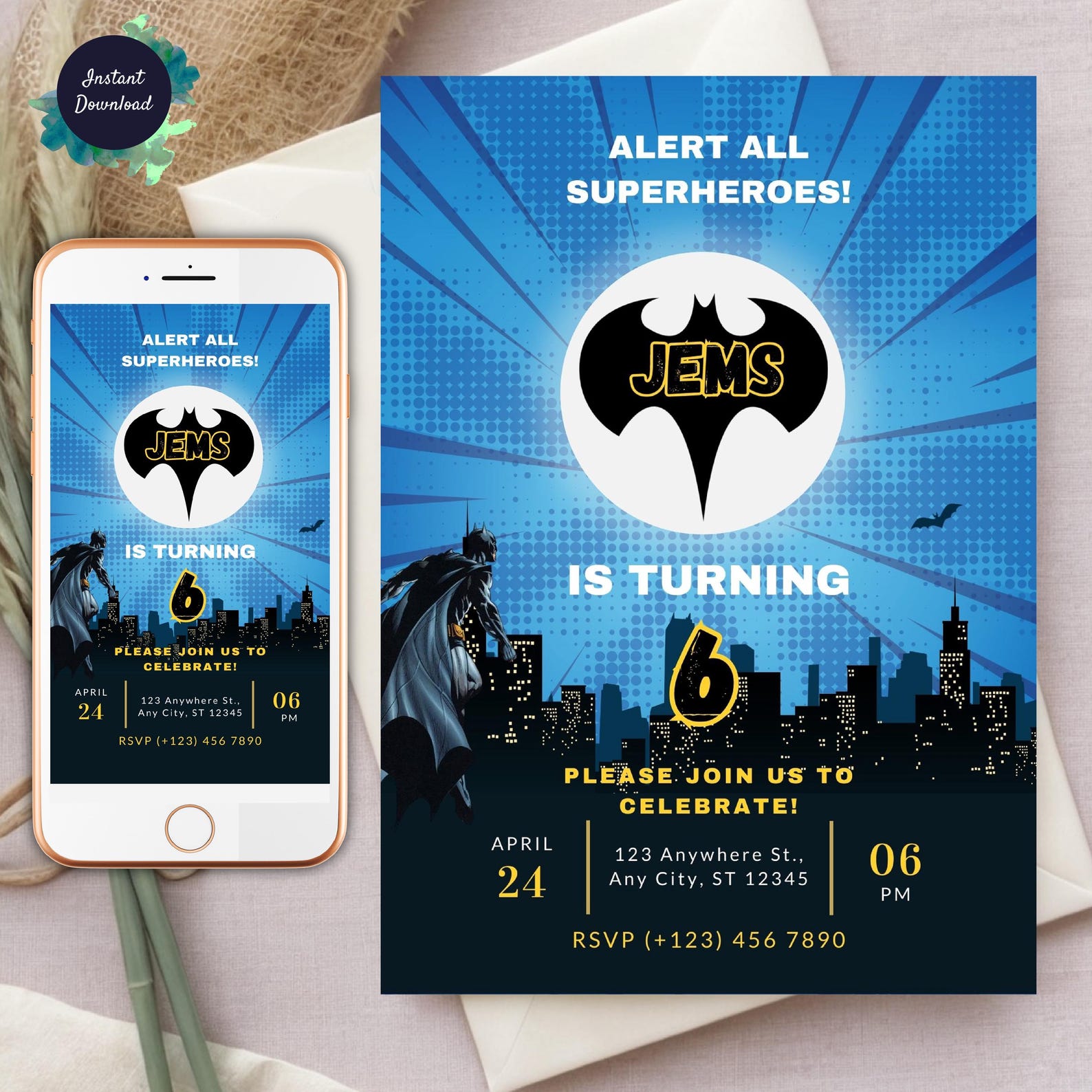 Superhero Birthday Invitation Super Hero Invitation Bat Birthday Invite ...