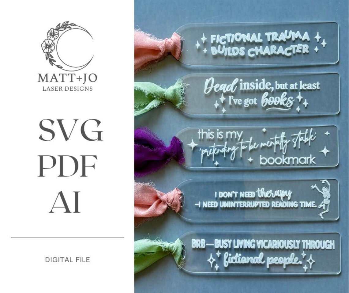 Sassy Bookmarks SVG | Laser Engraving Digital Files for Book Lovers ...