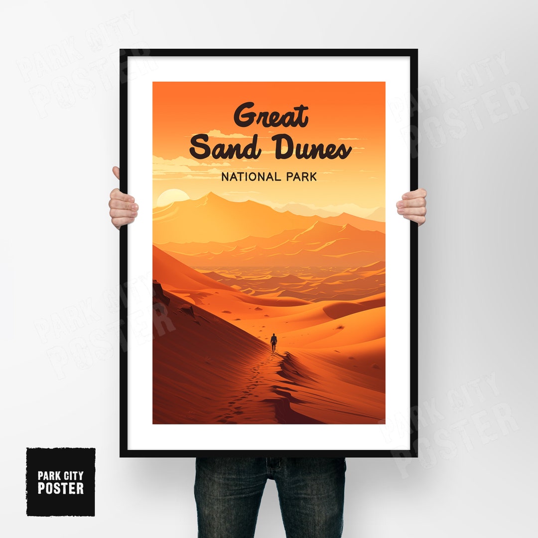 Great Sand Dunes National Park Poster Star Dune With Elk Print Colorado ...