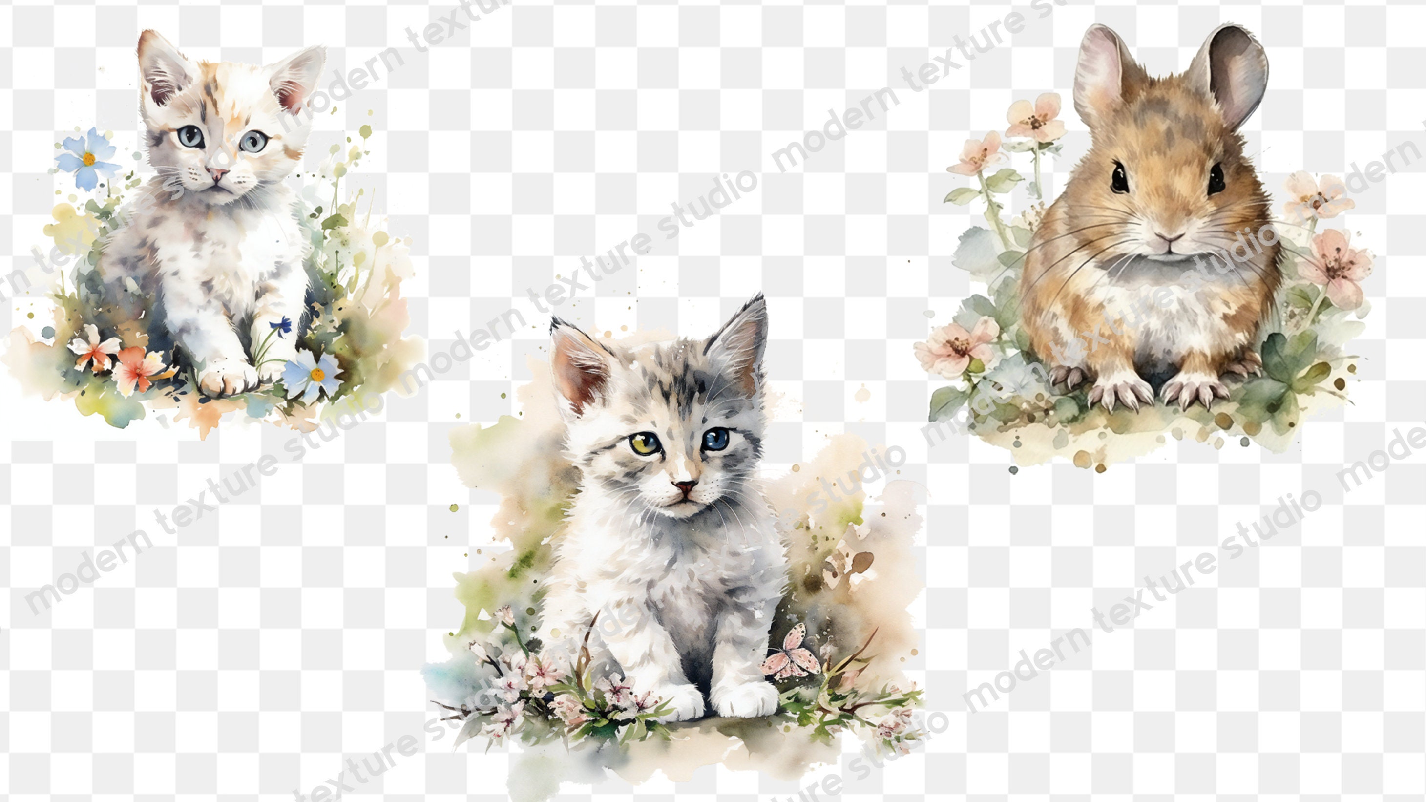 Watercolor Spring Baby Animals Clipart - 15 Piece Animals With ...