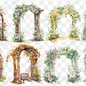 Watercolor Spring Floral Arches Clipart – Wedding PNG (digital Download ...