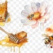 Watercolor Honey Bee Clipart 18 Piece Honey Bee Floral Honey Jar Bee ...