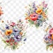 Watercolor Spring Bouquets Clipart - 20 Piece Wildflower Floral Corner ...