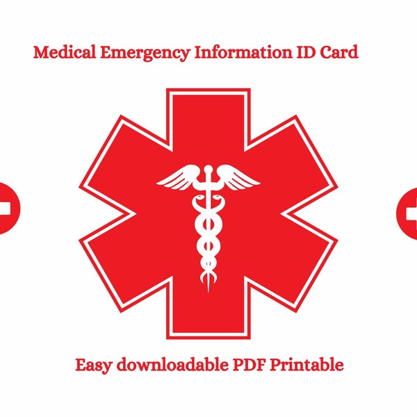 In Case of Emergency Card Template - Etsy