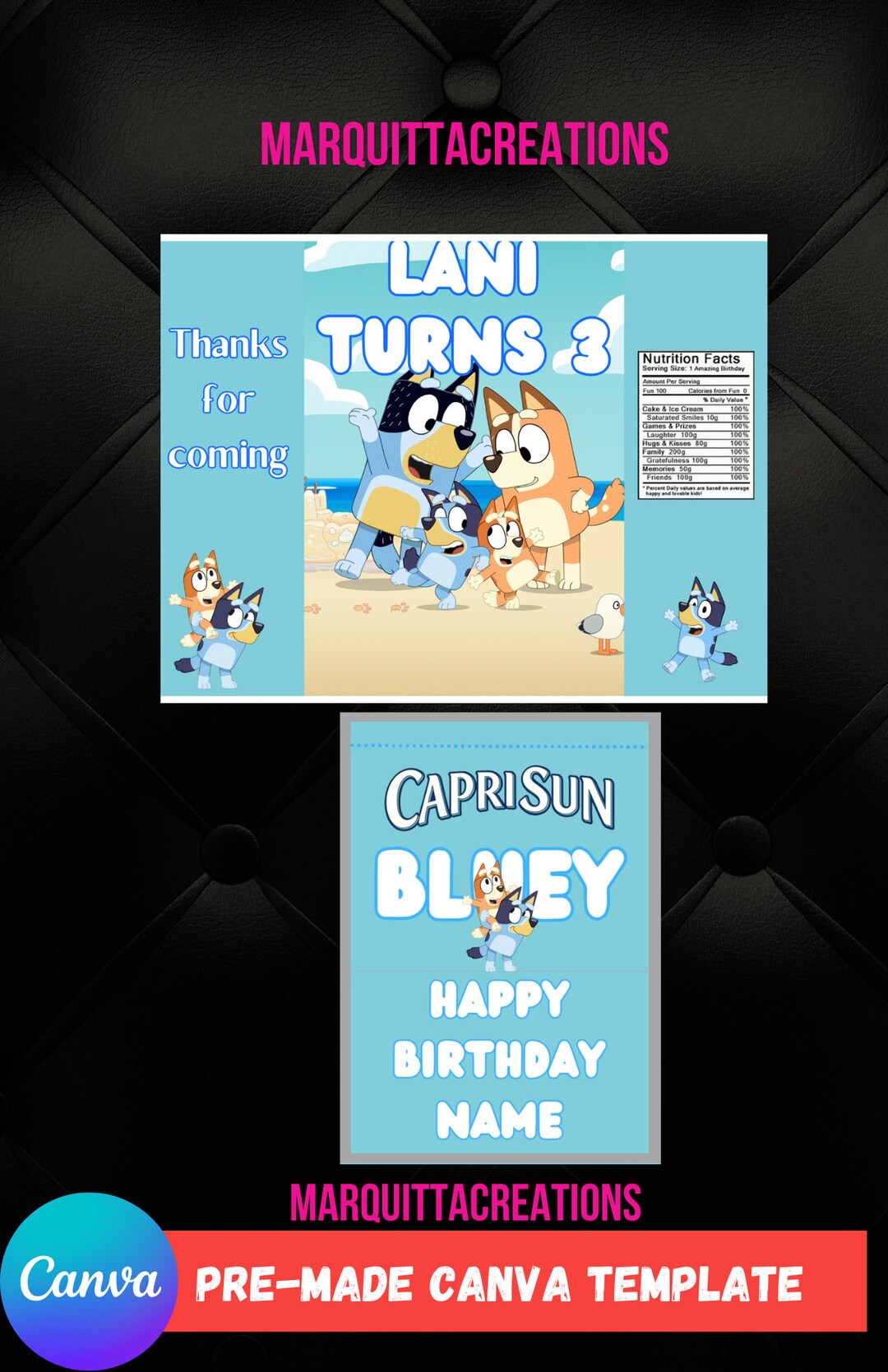 Bluey Party Bundle, Bluey Birthday Bundle-Chip-Tüte und Caprisun-Saft ...