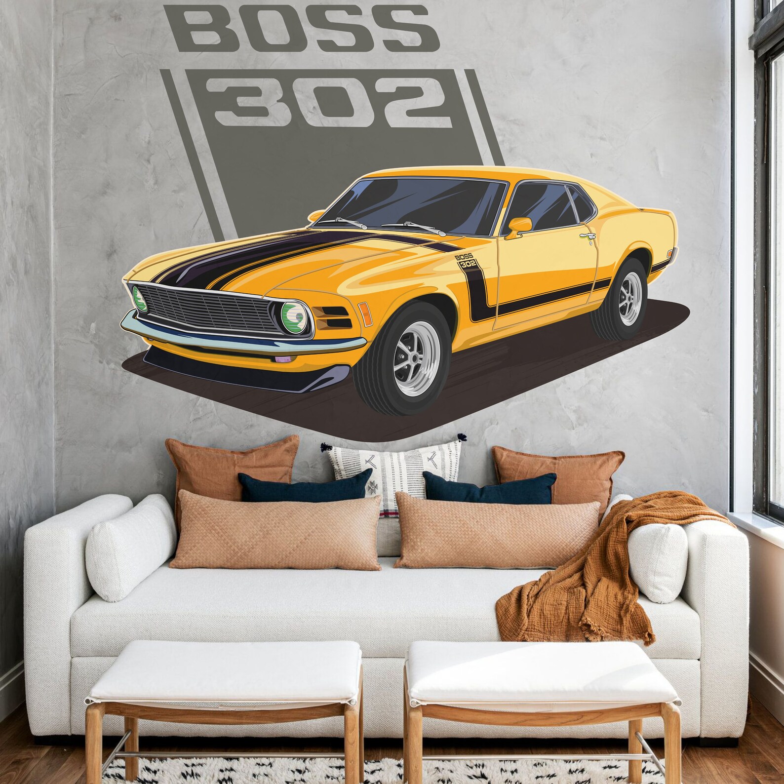 Removable Boss 302 Mustang Wall Decal Car Transportation Theme - Etsy