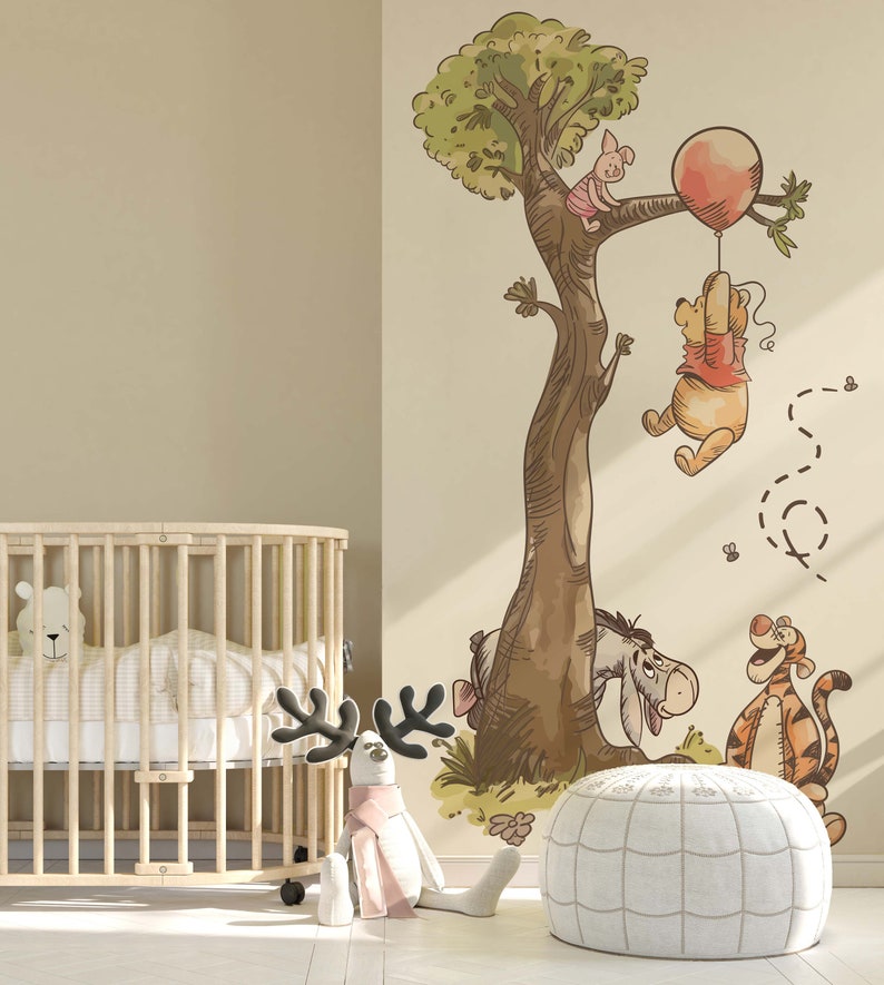 Removable Vintage Winnie the Pooh Playing on Tree Wall Decal Sticker ...