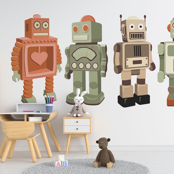 Robot Wall Decal - Etsy