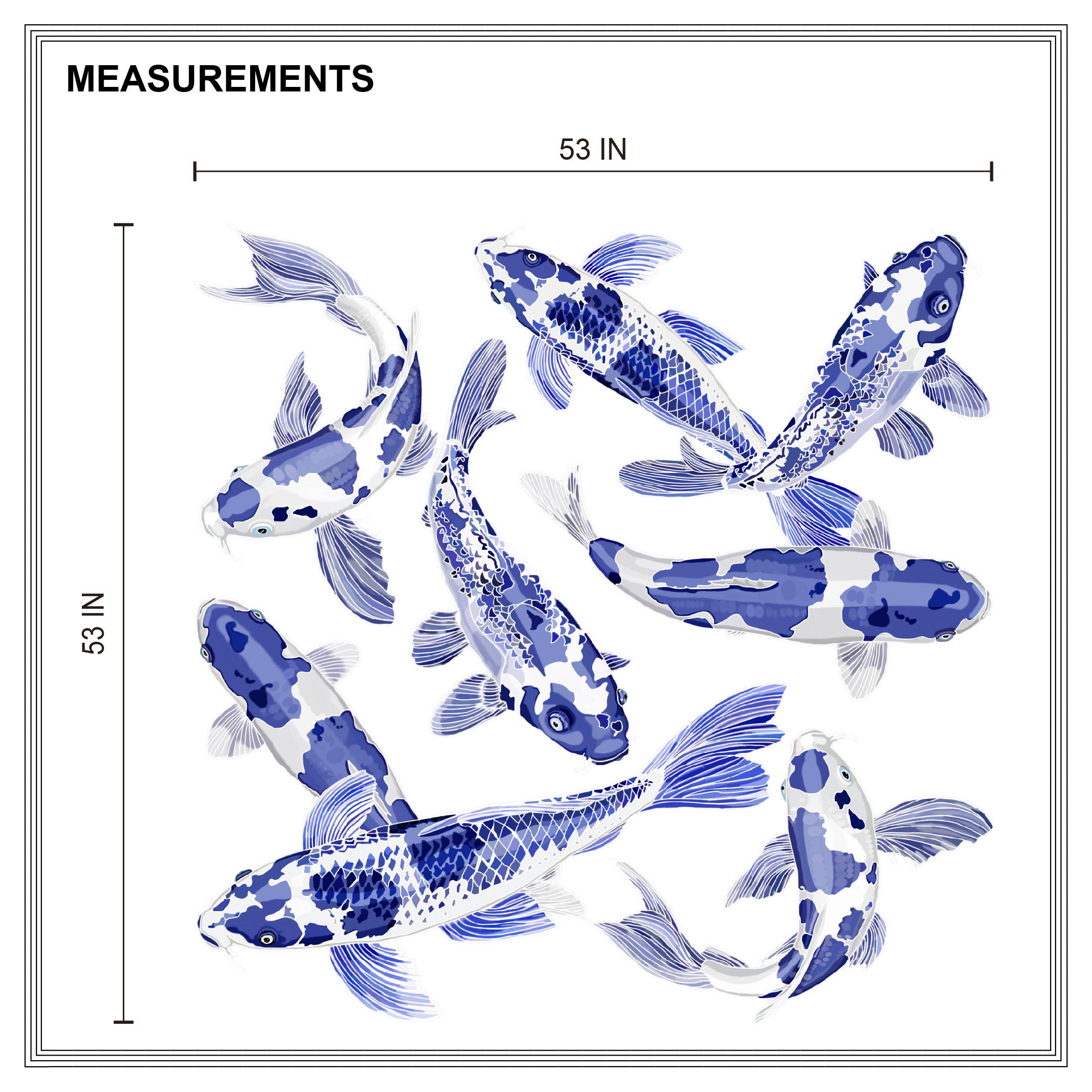 Peel and Sticker Japanese Koi Wall Decal Oriental Design Home Decor Koi ...