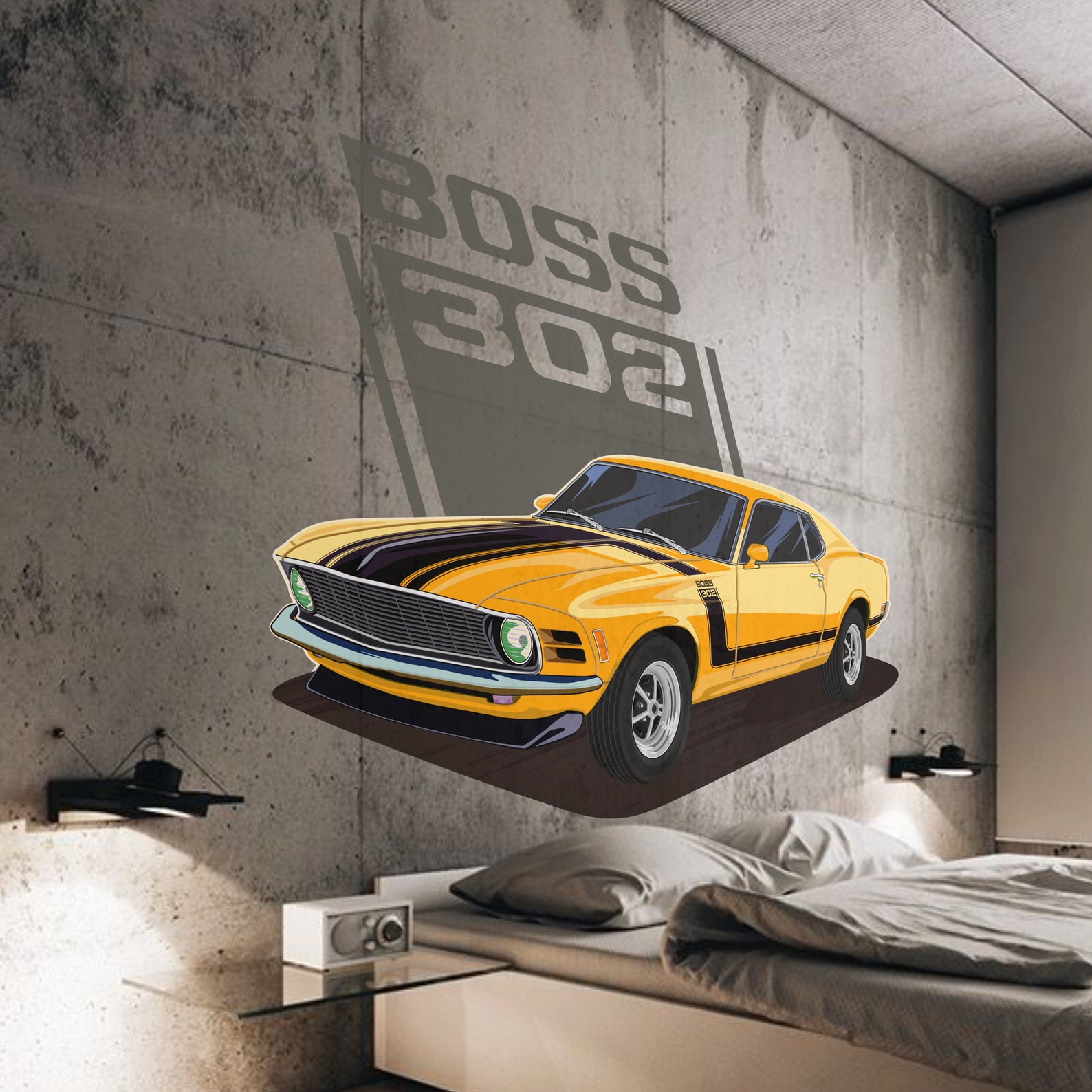 Removable Boss 302 Mustang Wall Decal Car Transportation Theme - Etsy