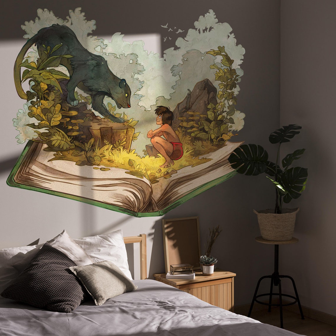 Removable Jungle Book Tarzan and Black Panther Wall Decal Mural Sticker ...