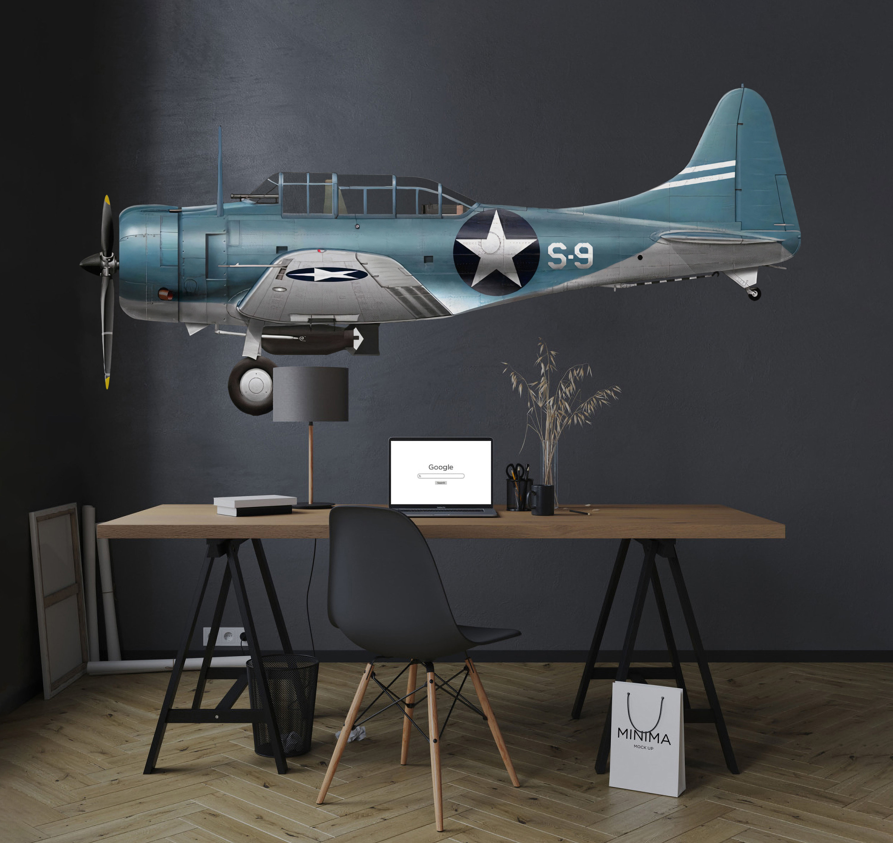 Easy to Apply Military Fighter Jet Wall Decal Featuring a WWII Spitfire ...