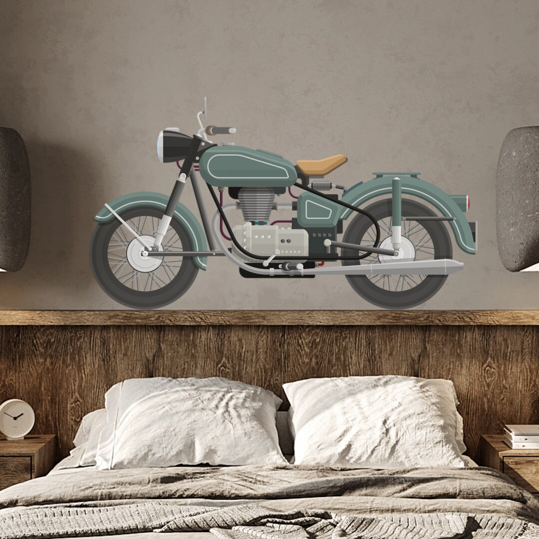 Removable Transportation Mural Vintage Bike Wall Decal Motorcycle Wall ...