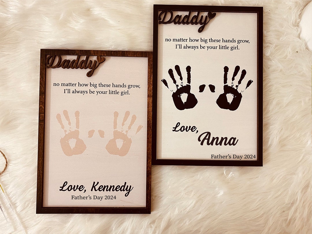 Personalized Kid's Handprint Sign for Dad's Gift, Father's Day Wooden ...