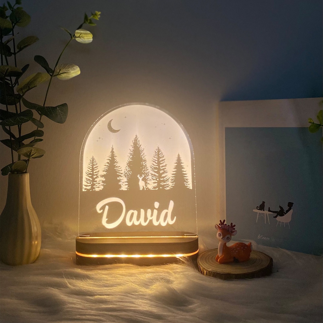 Mountains Custom Kids Name Light, Personalized Bedroom LED Cloud Decor ...