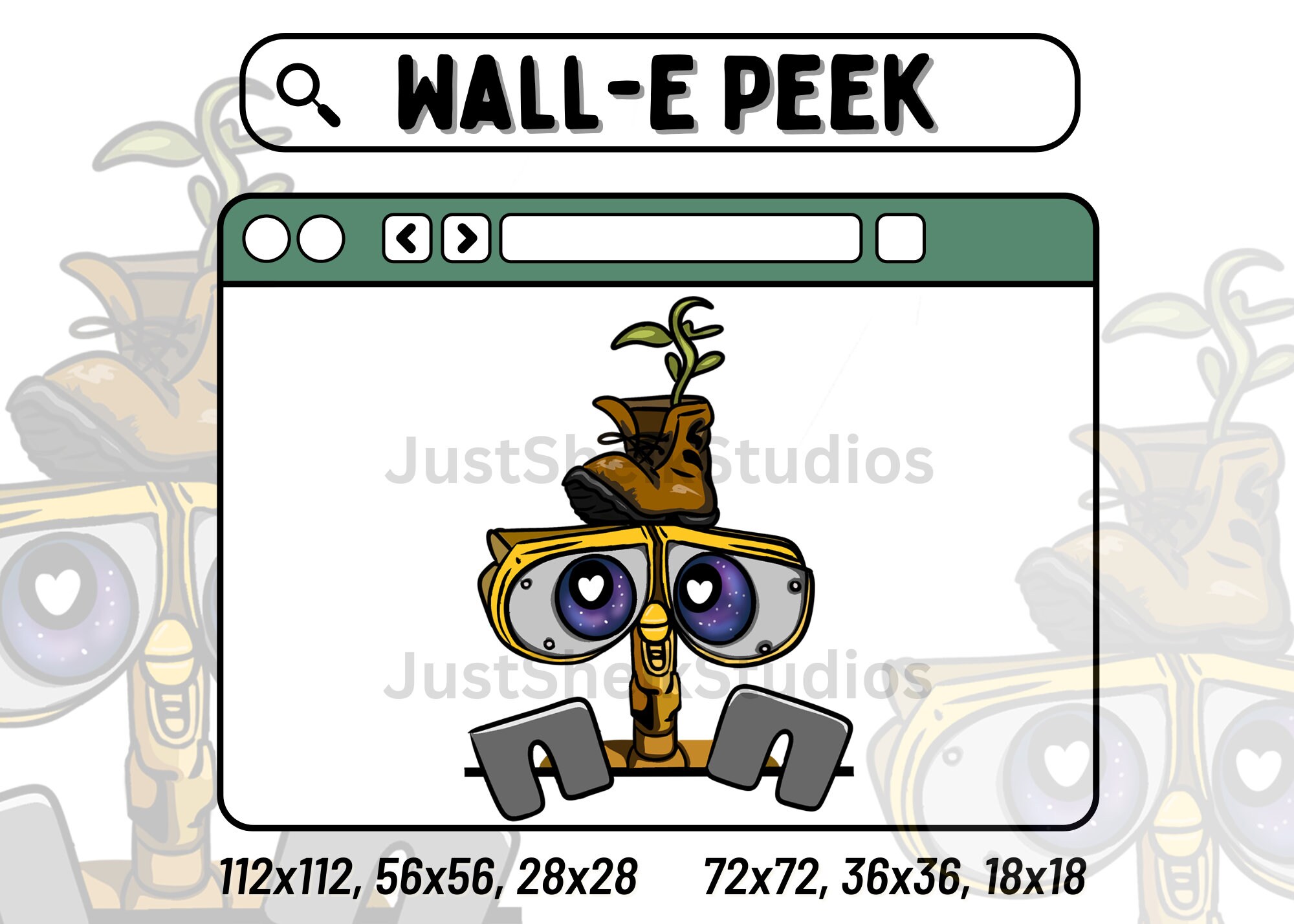WALL-E Peeking Cute Emote for Twitch Chat Discord and Youtube Peeking ...