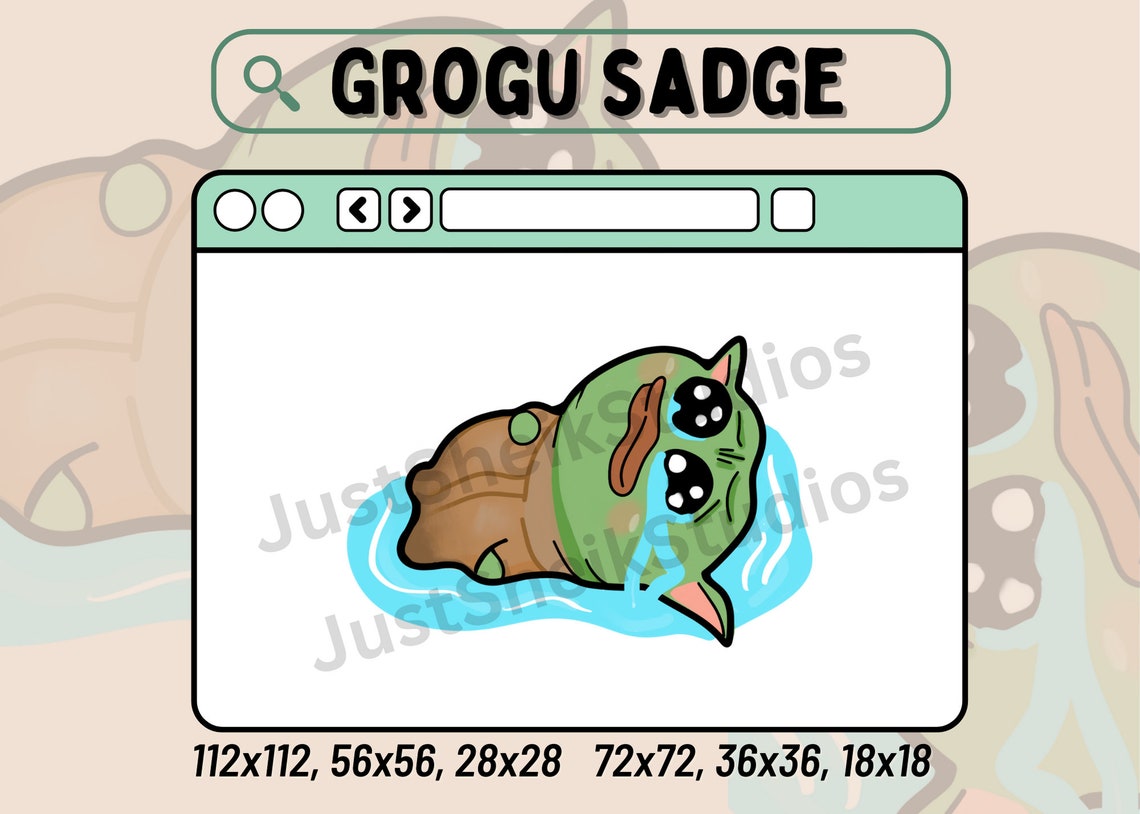 Grogu Sadge Sad Cry Pepe Star Wars Baby Yoda Emote Emoji for Discord ...