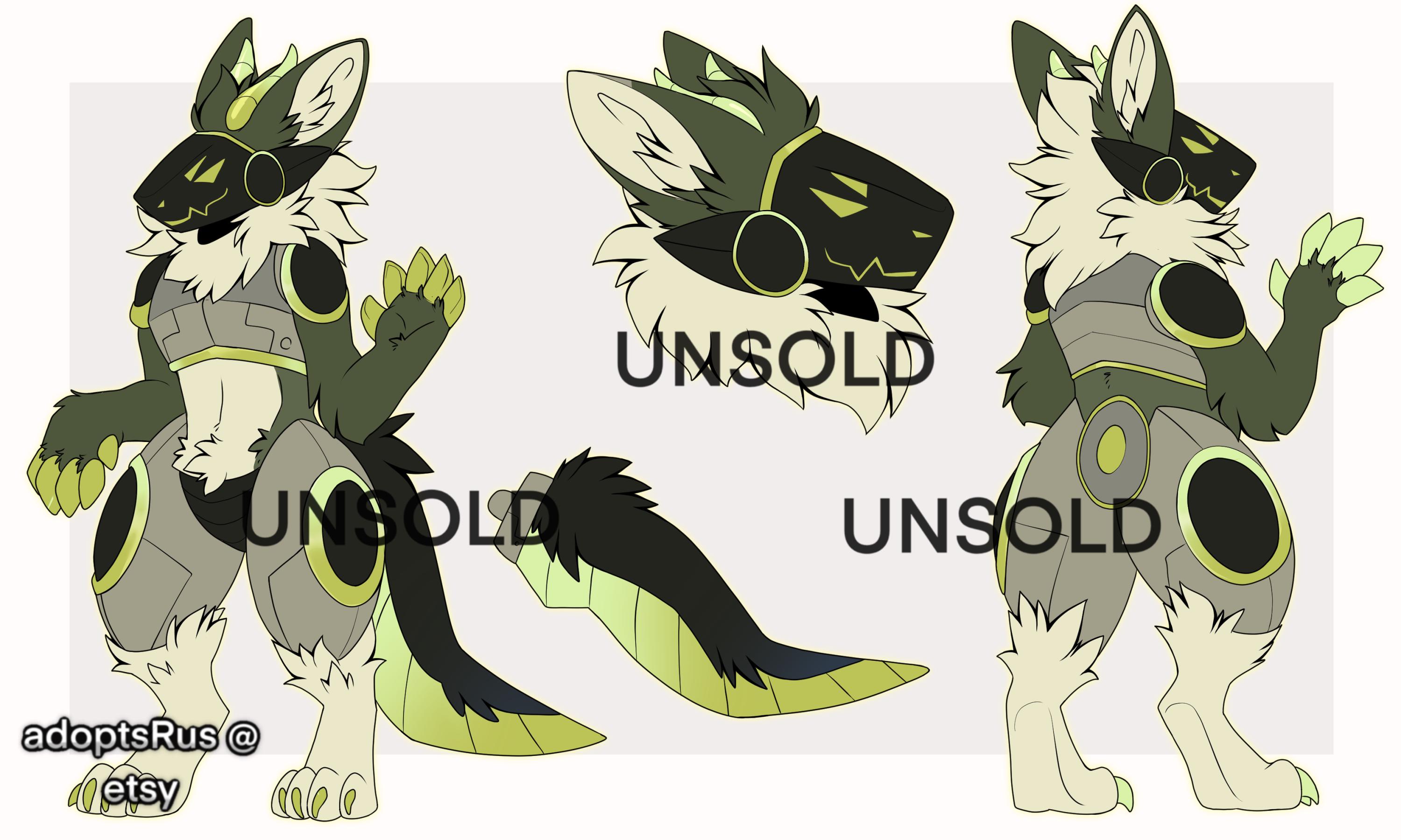 Cute Male Furry Green Yellow Black Protogen Ref Fursona Furry Hybrid ...