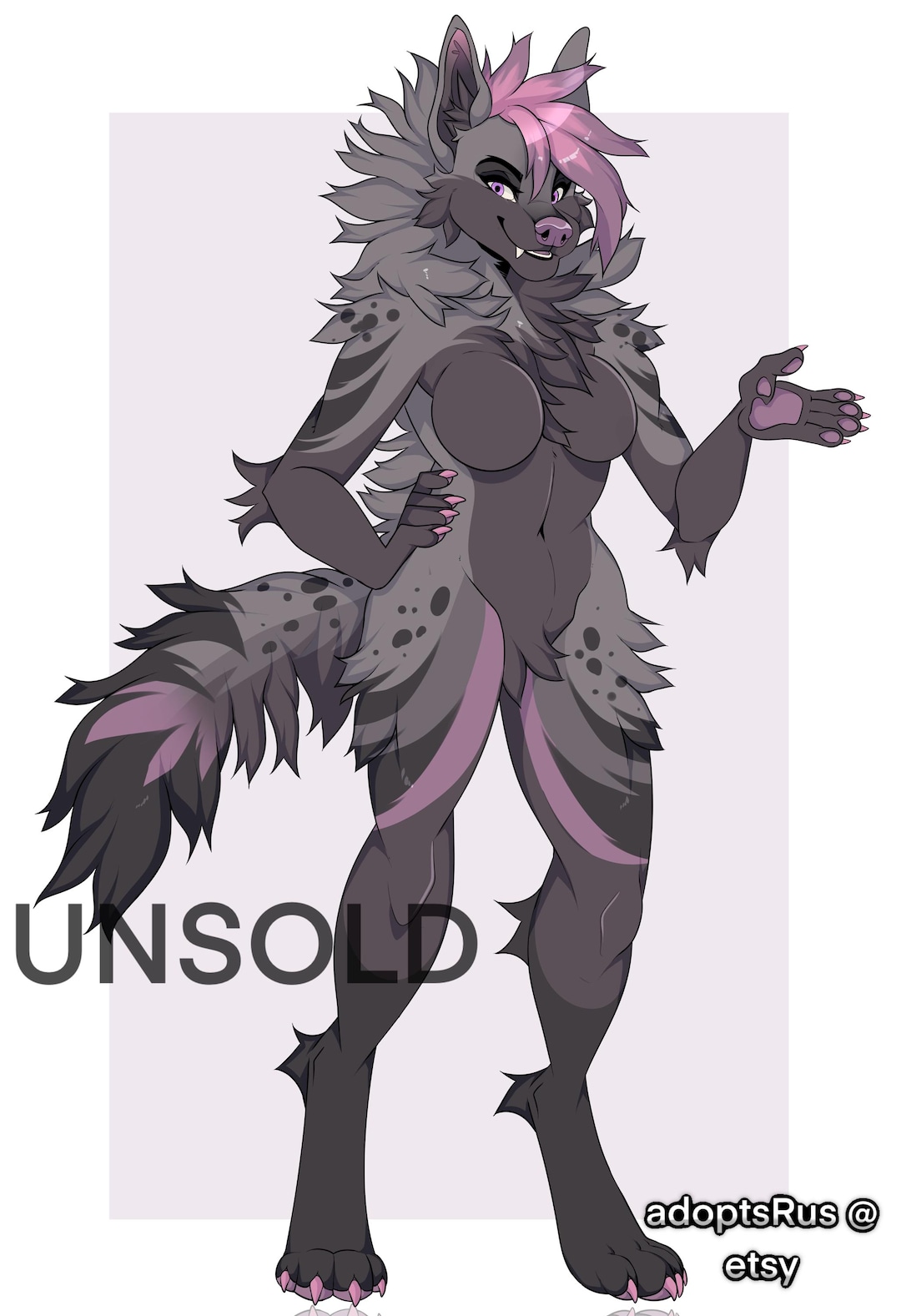 Female Striped Purple Hyena Fursona Ref Furry Adoptable Reference - Etsy