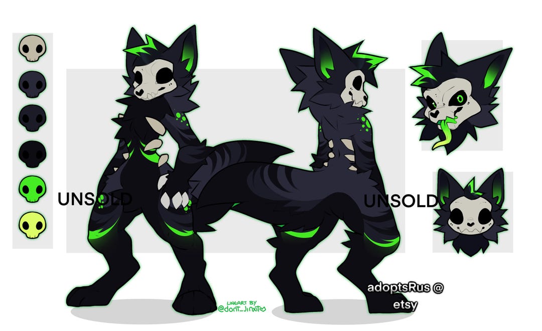 Cute Masculine Male Dark Black Neon Green Skullbeaststriped Canine ...