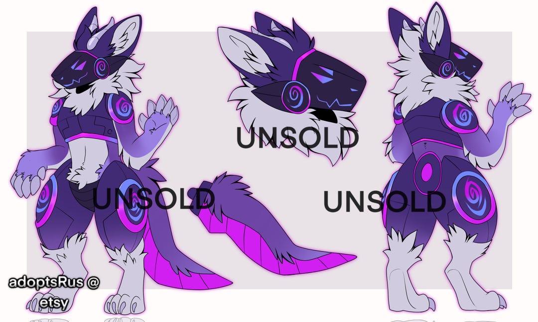 Cute Male Furry Purple Pink Protogen Ref Fursona Furry Hybrid Adoptable ...