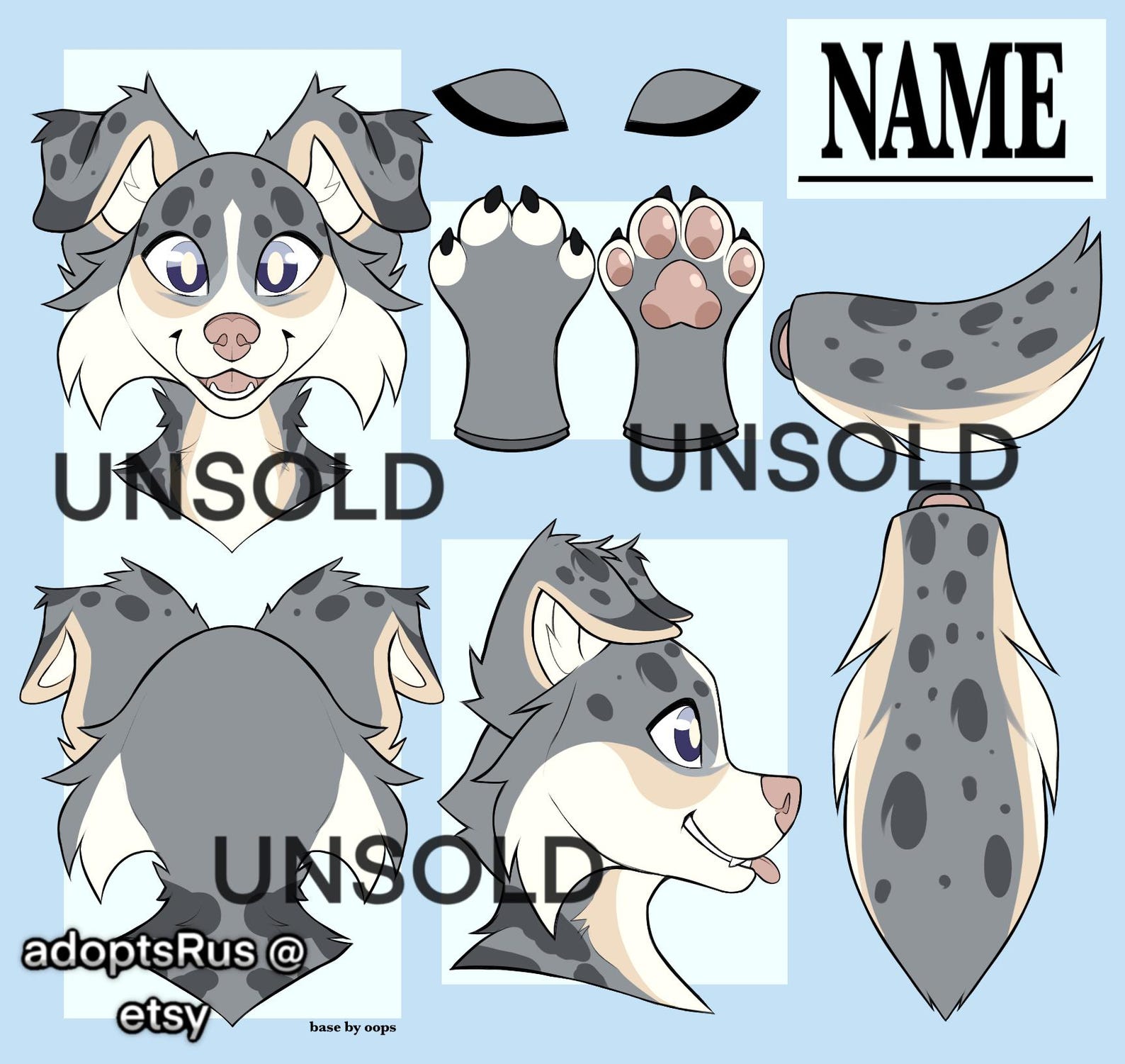 Cute Male Australian Shepherd Aussie Fursona Chibi Furry Canine Dog ...