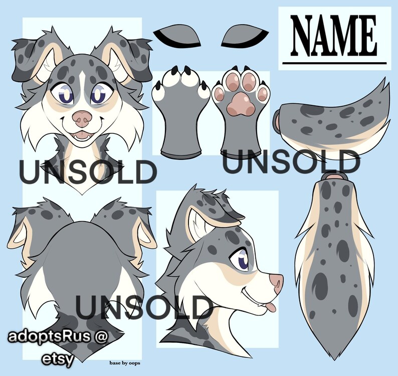 Cute Male Australian Shepherd Aussie Fursona Chibi Furry Canine Dog ...